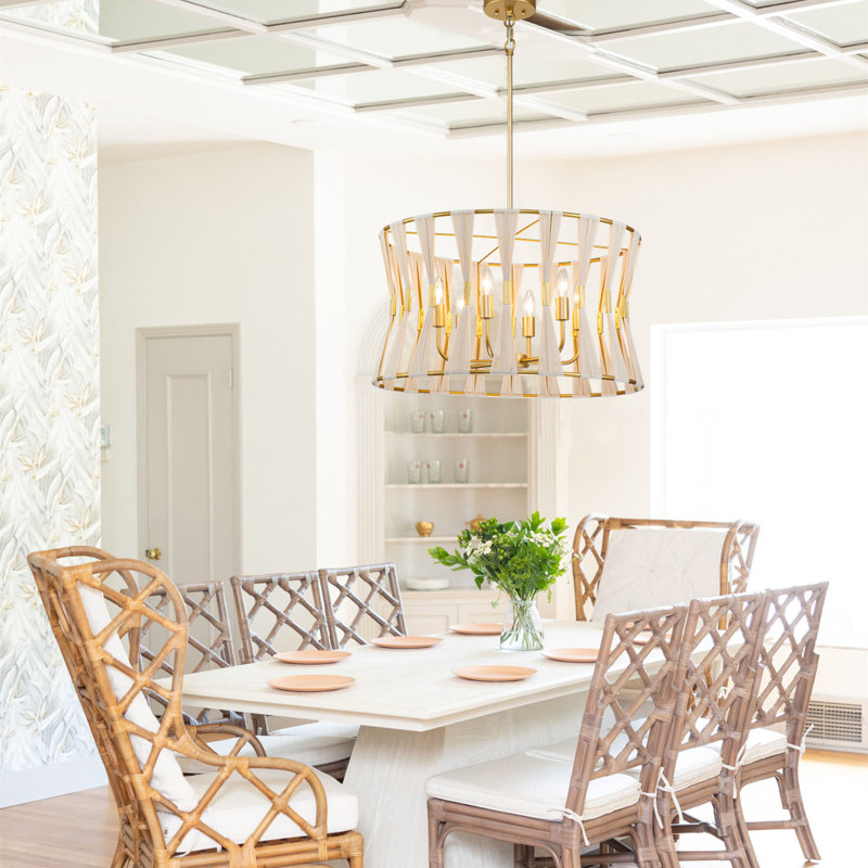 Everly Quinn Renessa 6 - Light Bleached Natural Rope/Patinaed Brass Finish & Reviews | Wayfair